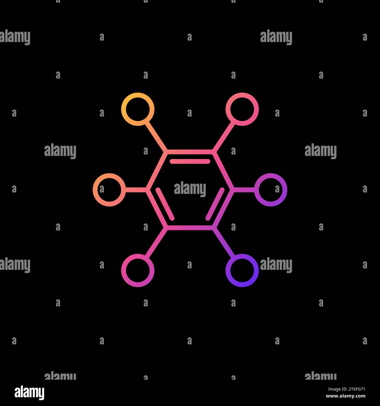 Vector Simple Chemical Molecule concept colorful linear icon on dark ...