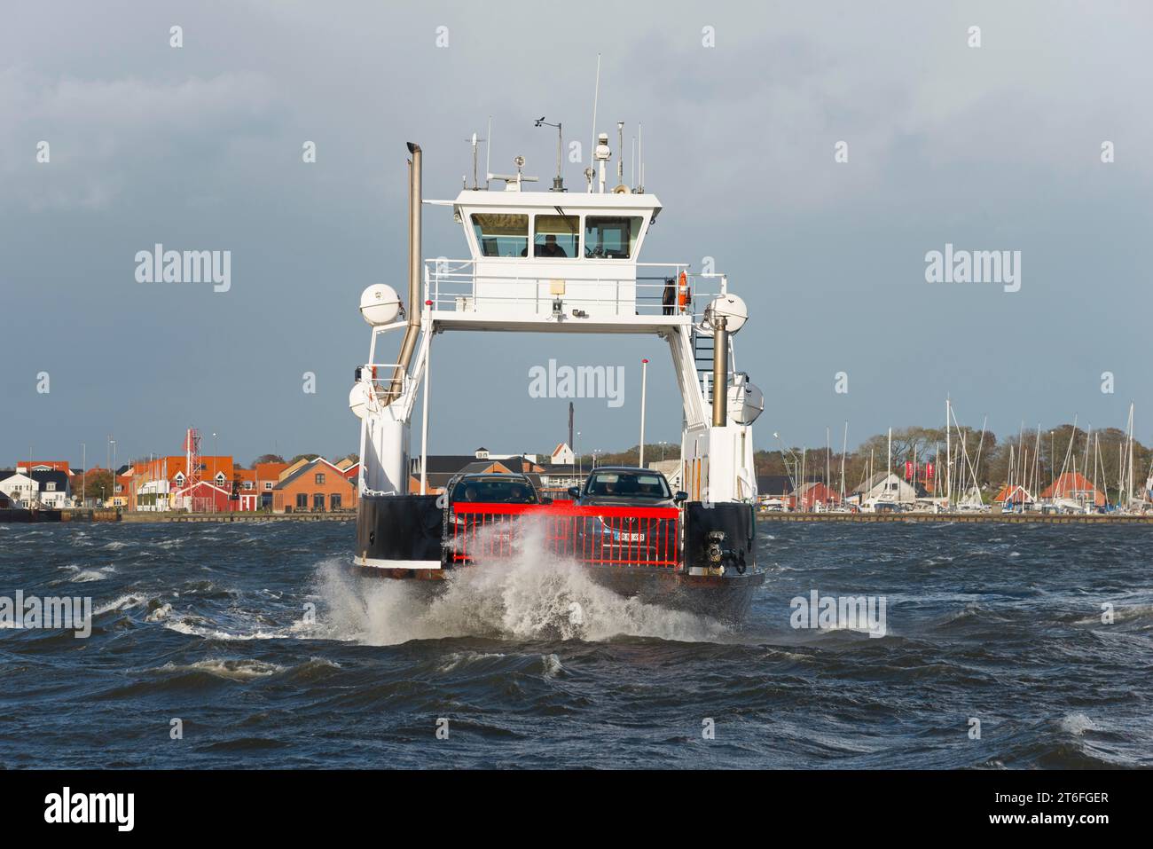 Ferry in storm, ferry harbour, Egense, Hals, Mou, Aalborg, North ...