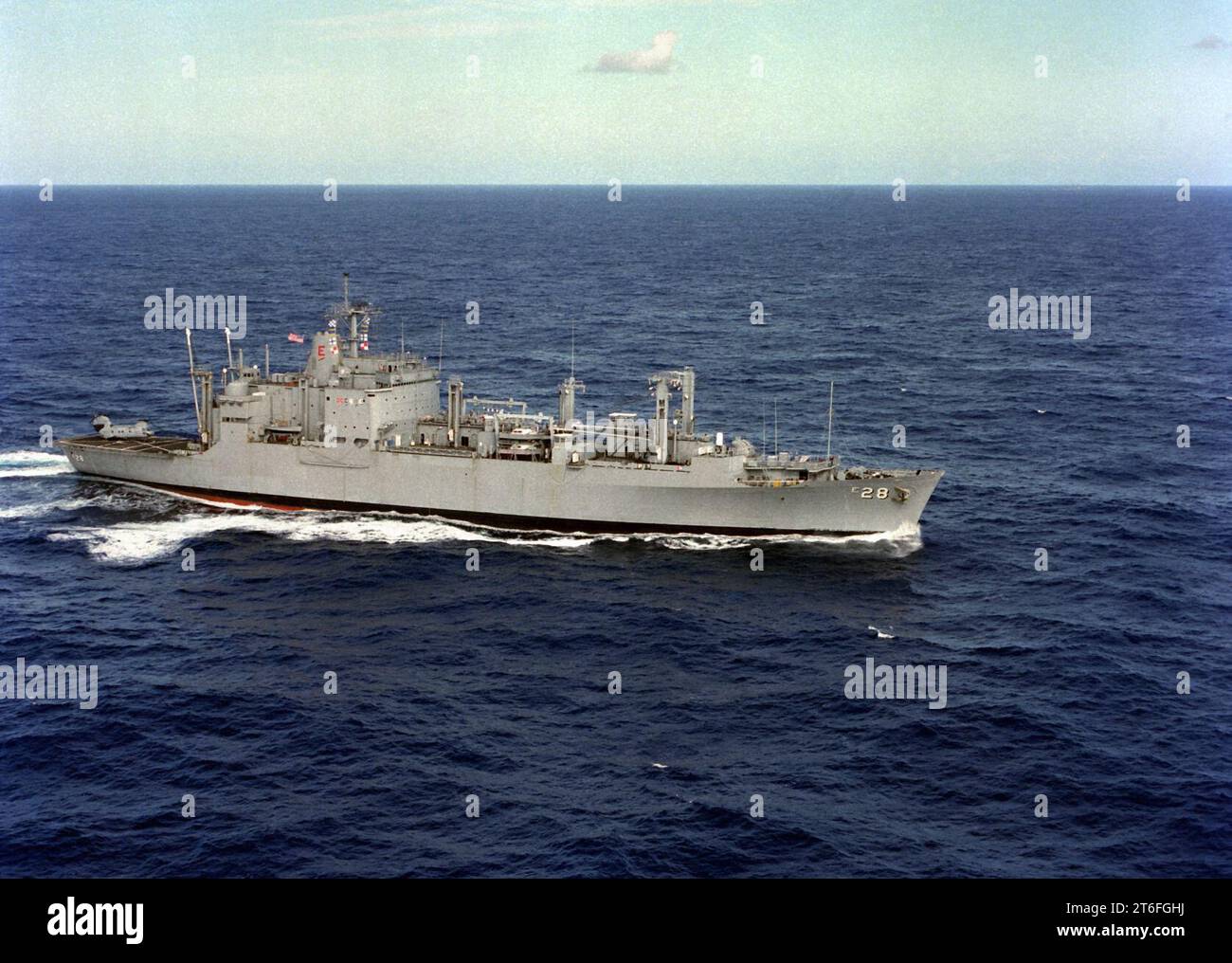USS Santa Barbara (AE-28) underway in the Atlantic Ocean on 16 October ...