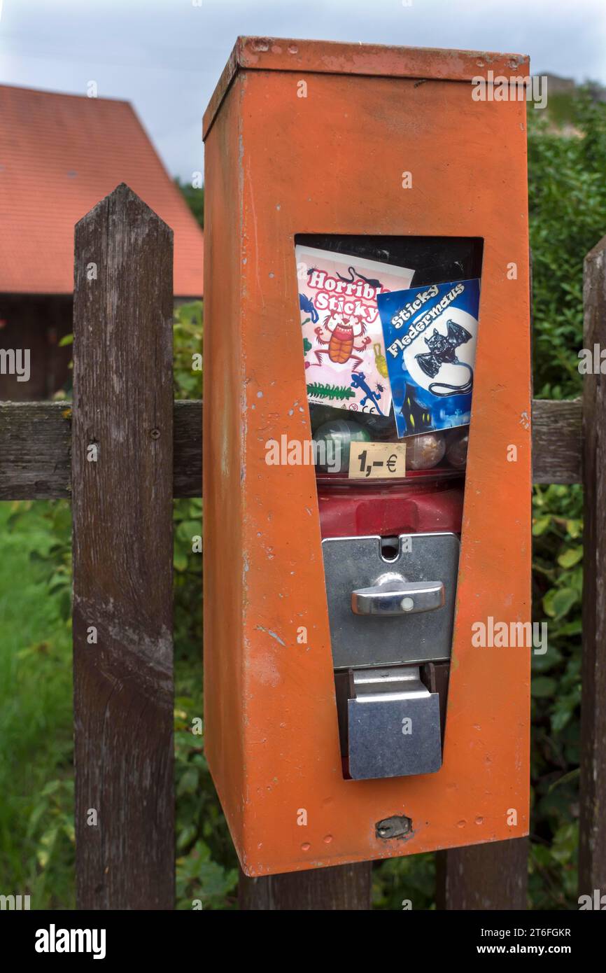 Vending machine from the 1950s with children's toys, Franconia, Bavaria ...