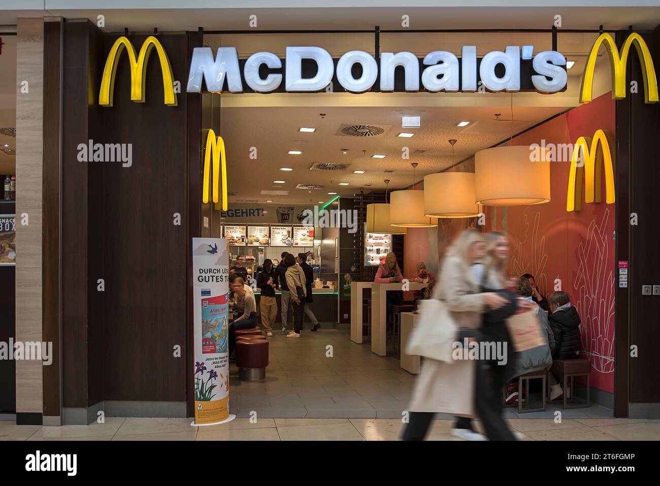 Branch of the fast food chain MC Donald's in a shopping centre, Bavaria ...
