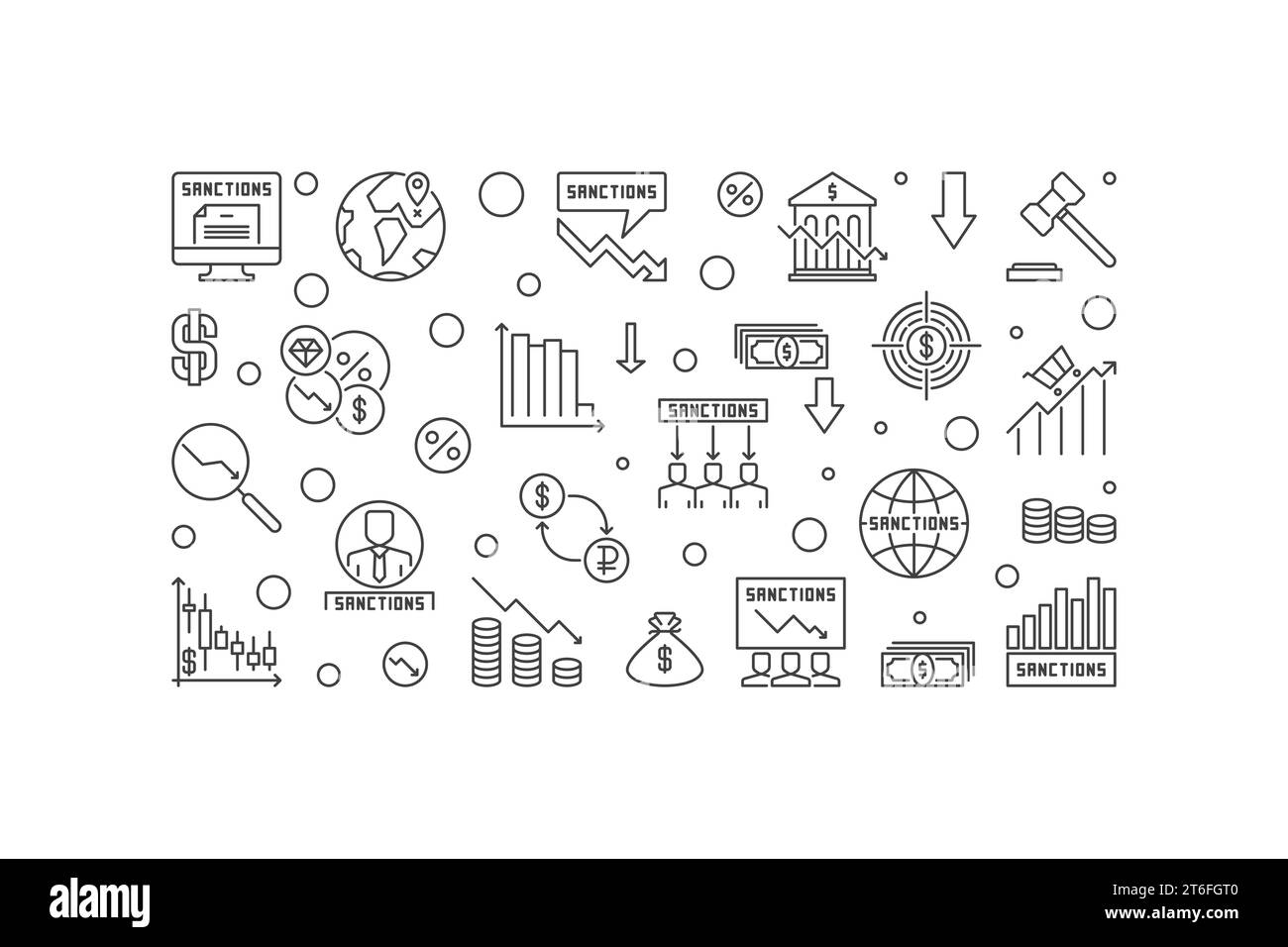 Sanctions horizontal banner. Economic or Political Penalties vector ...