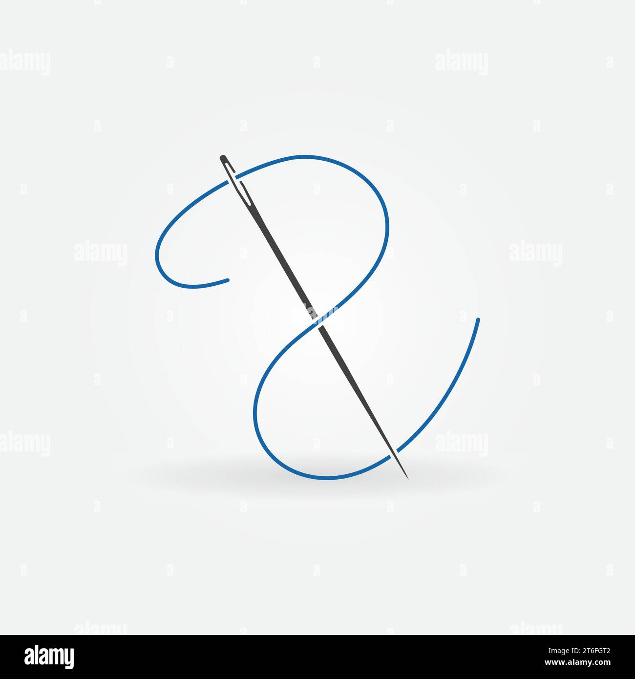 Sewing Needle with Blue Thread vector Tailoring icon or Fashion design ...