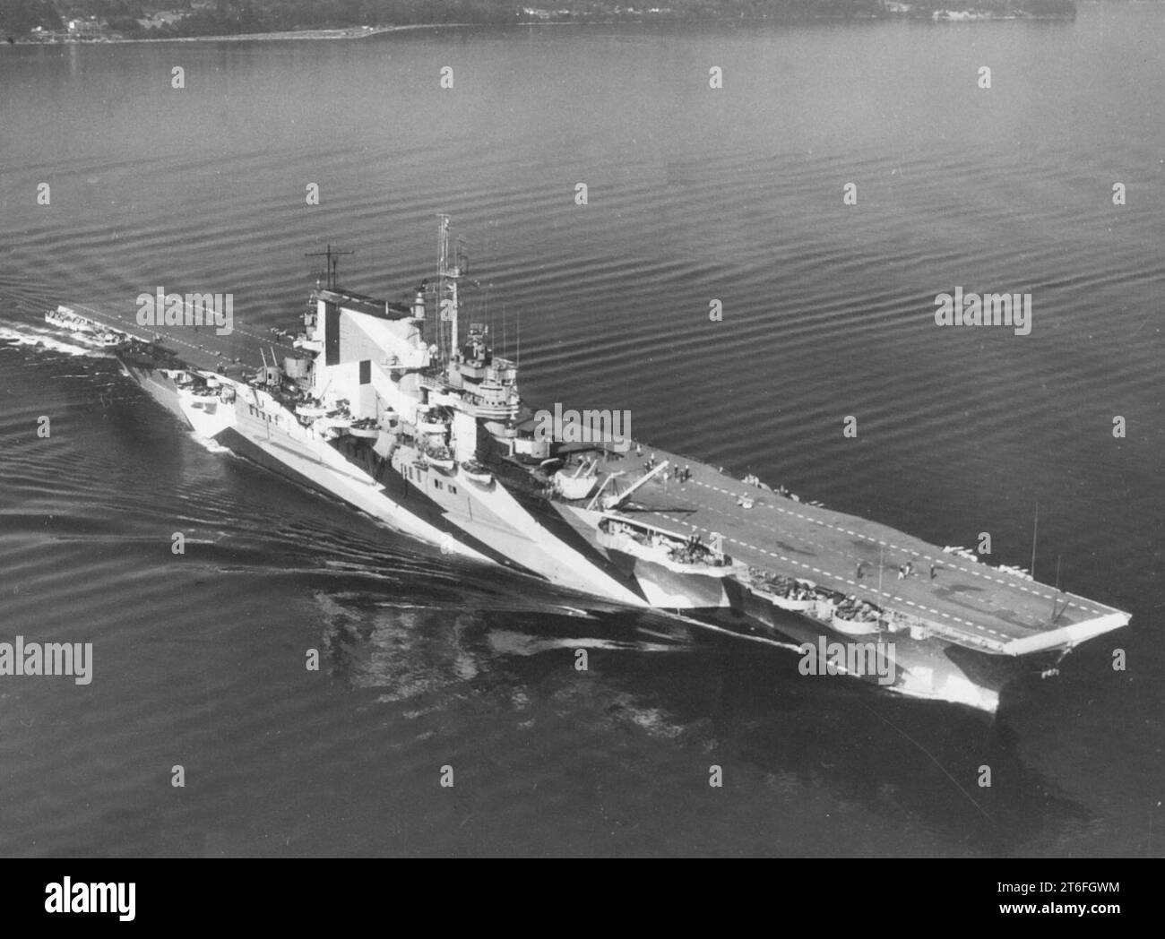 USS Saratoga (CV-3) underway in Puget Sound on 7 September 1944 Stock ...
