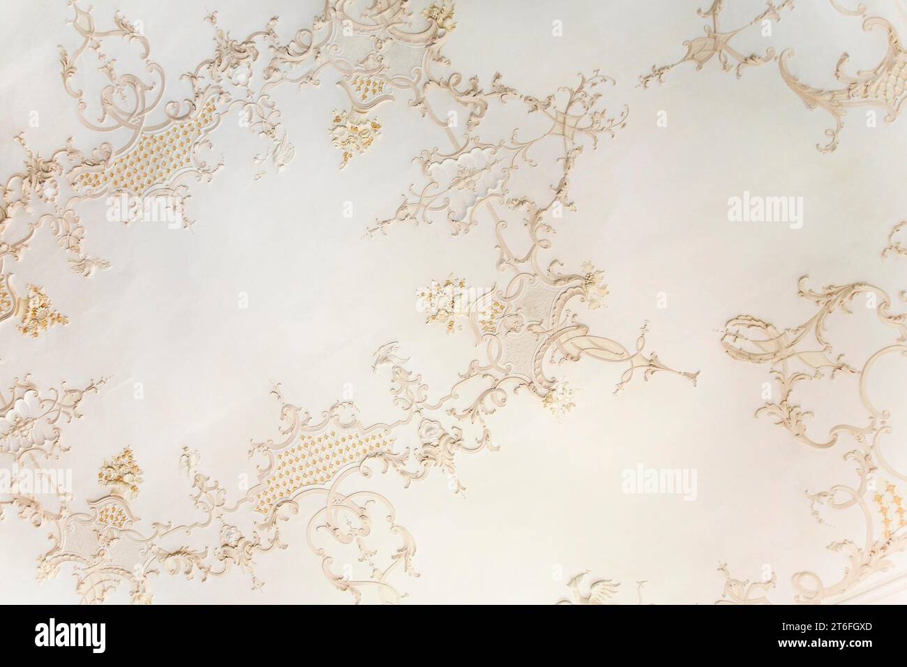 Stucco ceiling in Bernstadt Castle, today municipal administration and ...