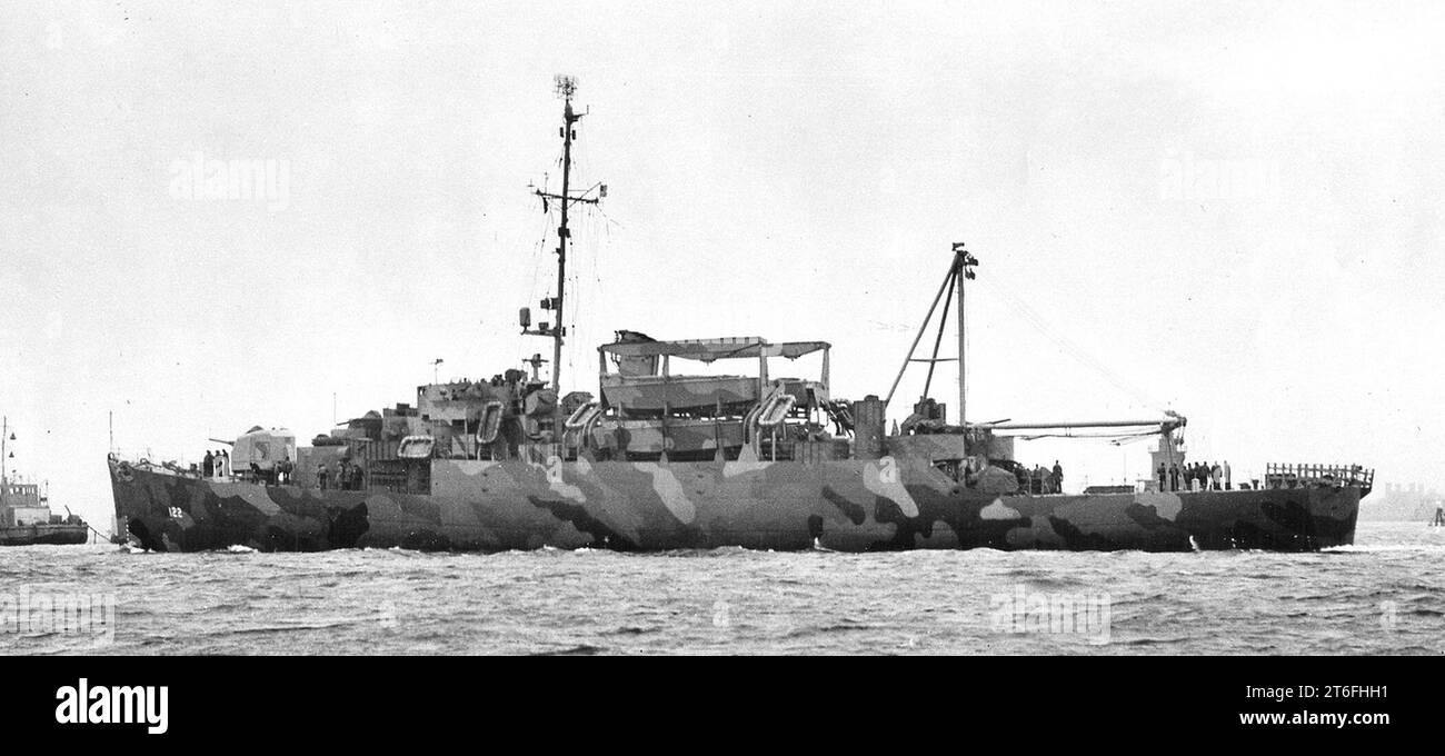 USS Scribner (APD-122) underway off Boston, Massachusetts (USA), on 20 ...