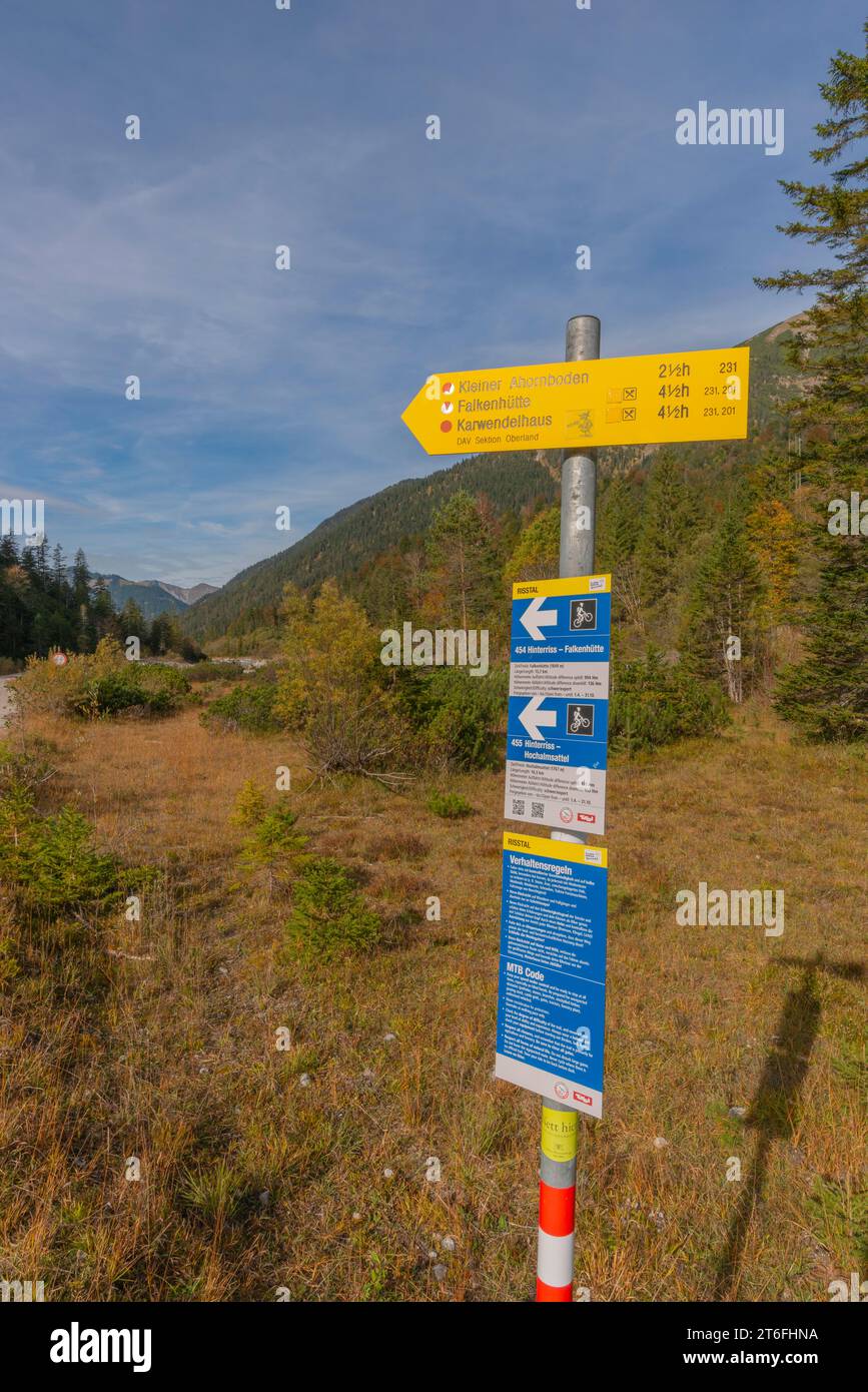 Rissbach in Risstal, information signs for hiking trails, DAV ...