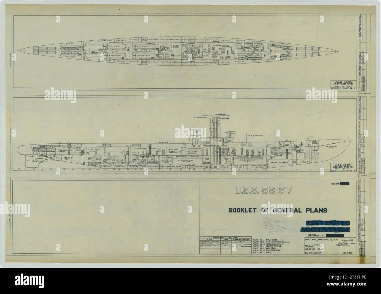 USS Seawolf (SS-197)- Booklet of General Plans - Title Cover - Platform ...