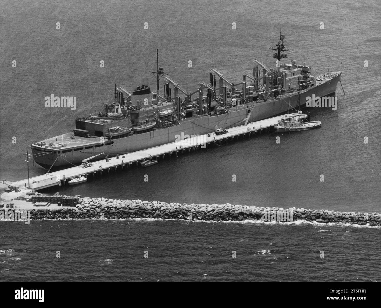 USS Seattle (AOE-3) at Mosquito Pier, Vieques, Puerto Rico, 9 June 1975 ...
