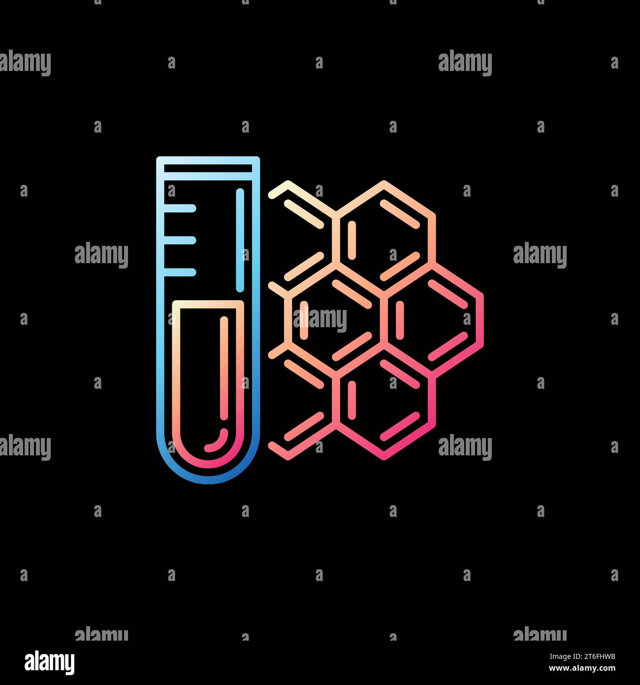 Sample Tube with Molecule concept outline colorful icon - Chemical ...