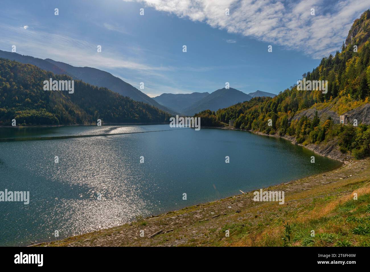 Intake structure at the Sylvenstein reservoir serves as flood ...
