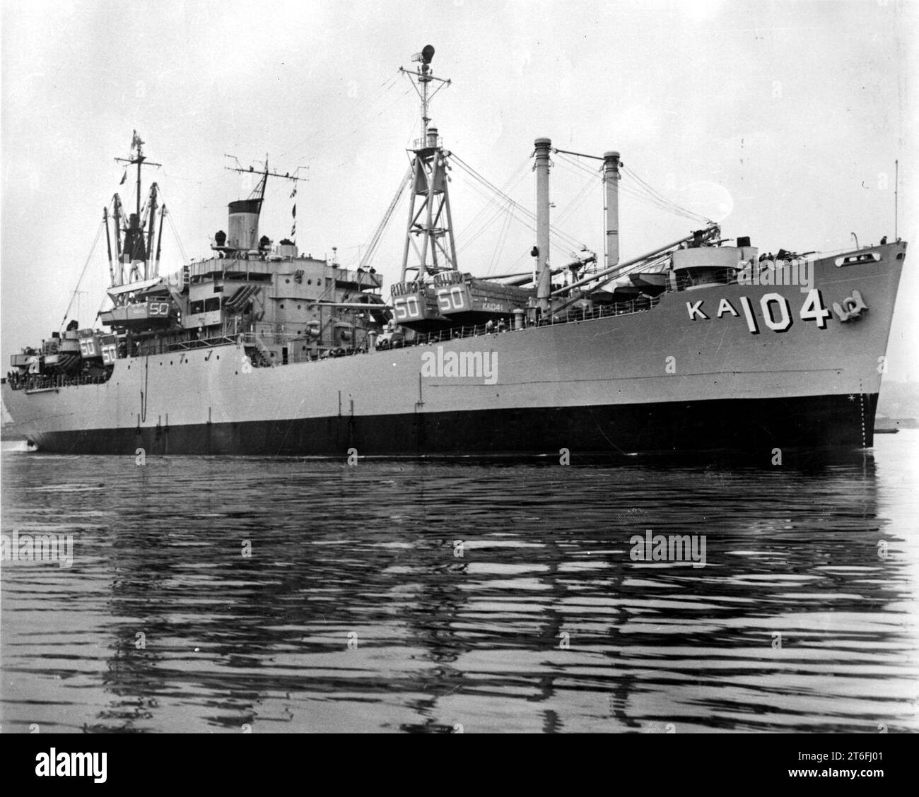 USS Seminole (AKA-104) underway at low speed, in the 1960s (L45-260.05. ...