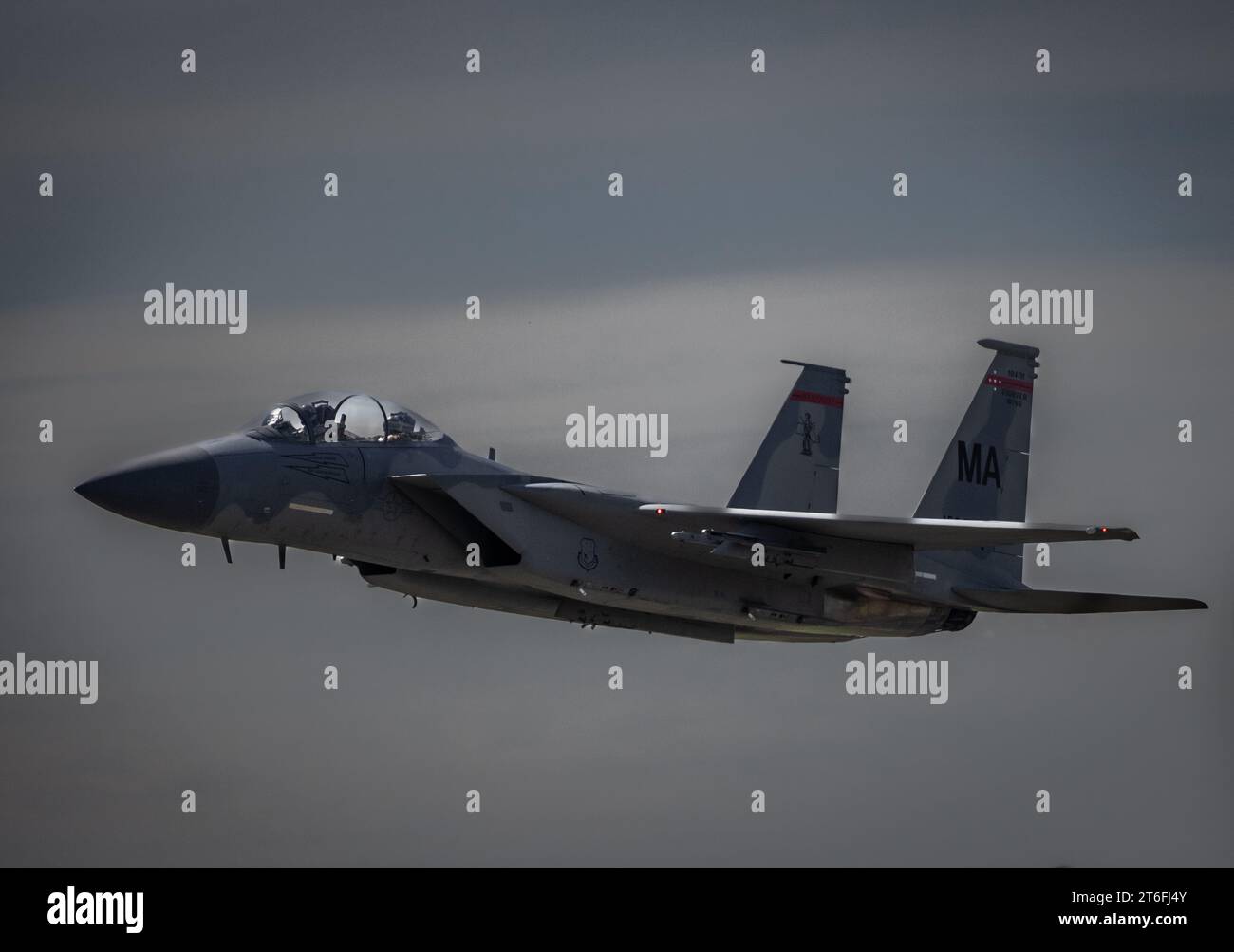 A Massachusetts Air National Guard F-15 fighter jet performing at an ...