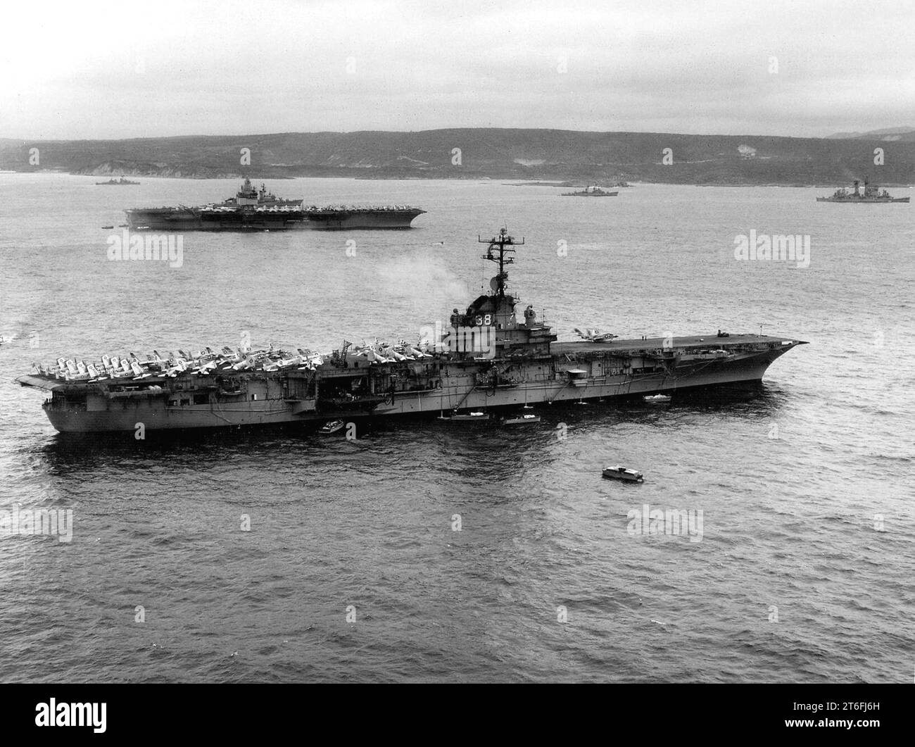 USS Shangri-La (CVA-38) and USS Enterprise (CVAN-65) at Souda Bay, 28 ...