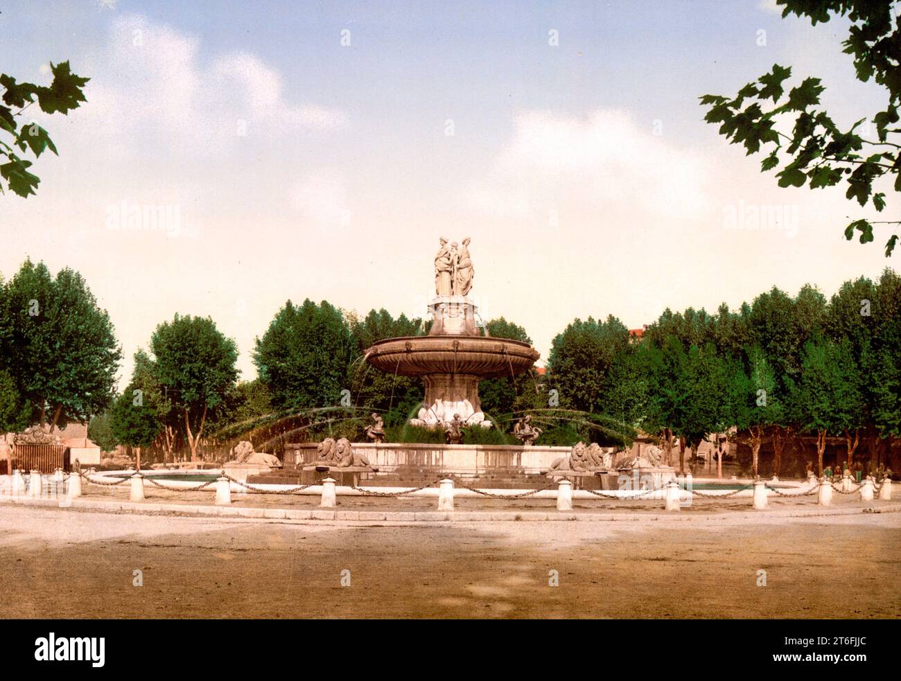 Der runde Springbrunnen, Aix, Provence, Frankreich, Historisch, um 1900 ...