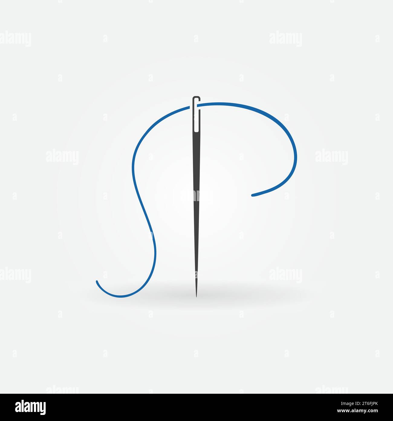 Needle with blue thread icon. Tailor vector concept minimal sign or ...