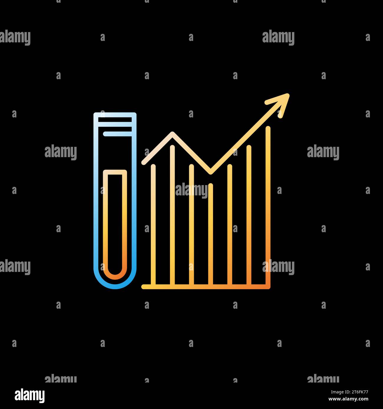 Test Tube with Yellow Graph vector Analysis concept outline colorful ...