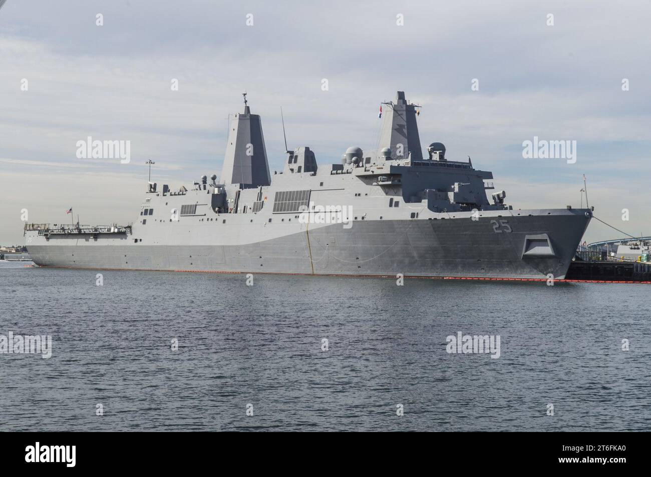 USS Somerset (LPD 25) is moored pier side at Naval Base San Diego ...