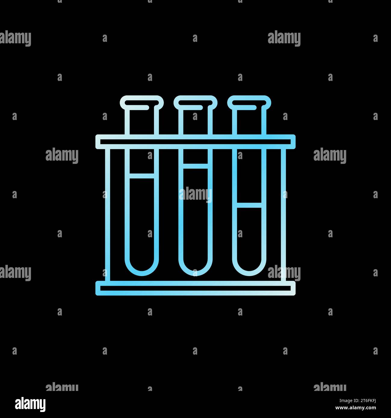 Test Tubes Rack vector concept linear blue icon or logo element on dark ...