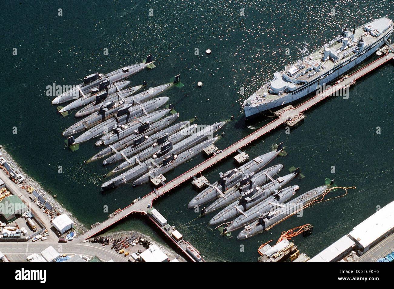 USS Sperry (AS-12) and retired submarines at Puget Sound 1993 Stock ...