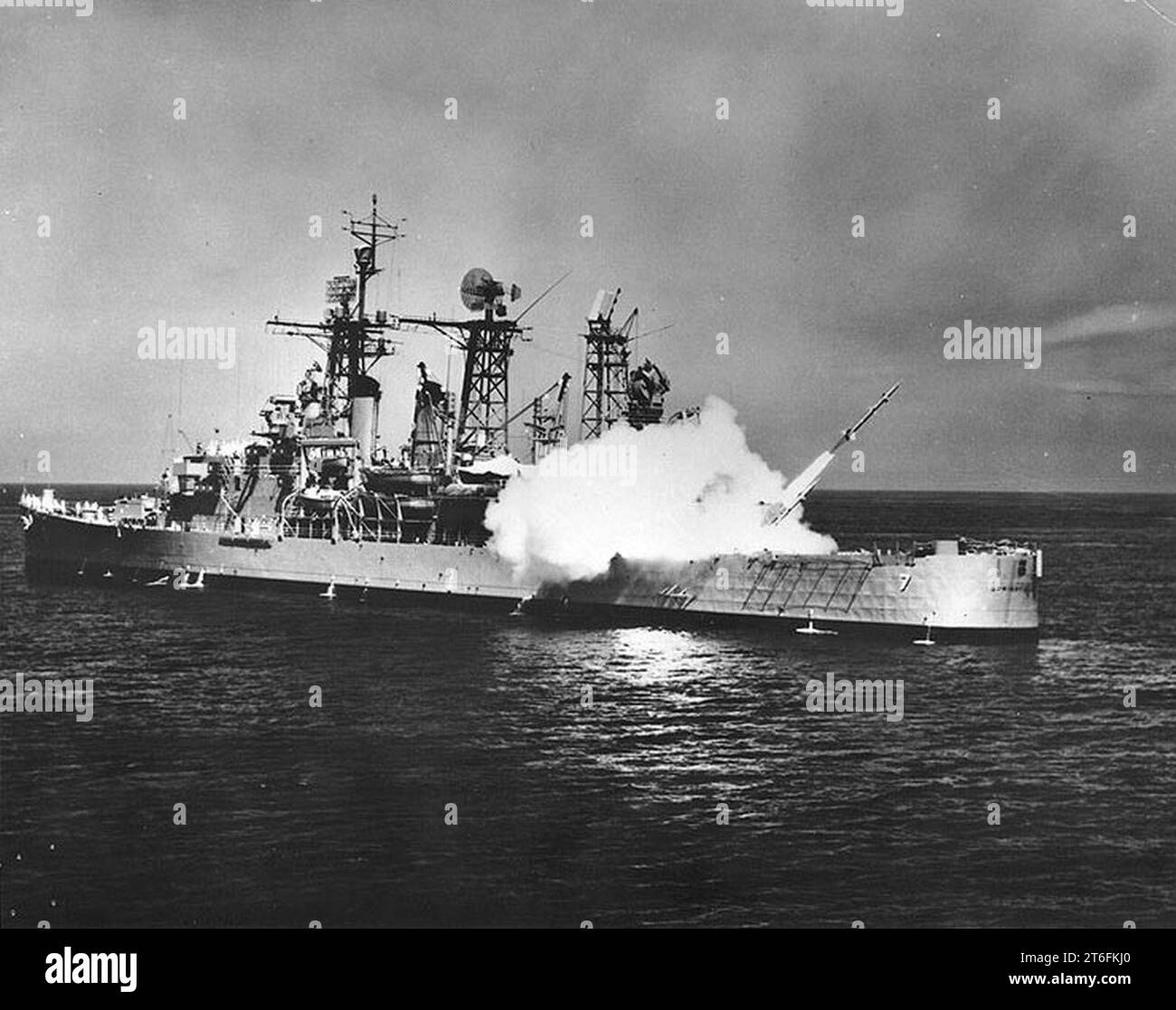 USS Springfield (CLG-7) fires a Terrier missile, 6 June 1961 Stock ...