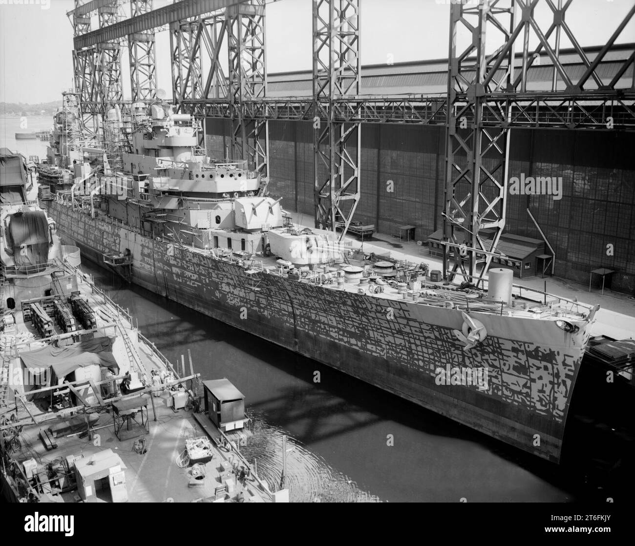 USS Springfield (CLG-7) during conversion at Fore River Yard in 1959 ...