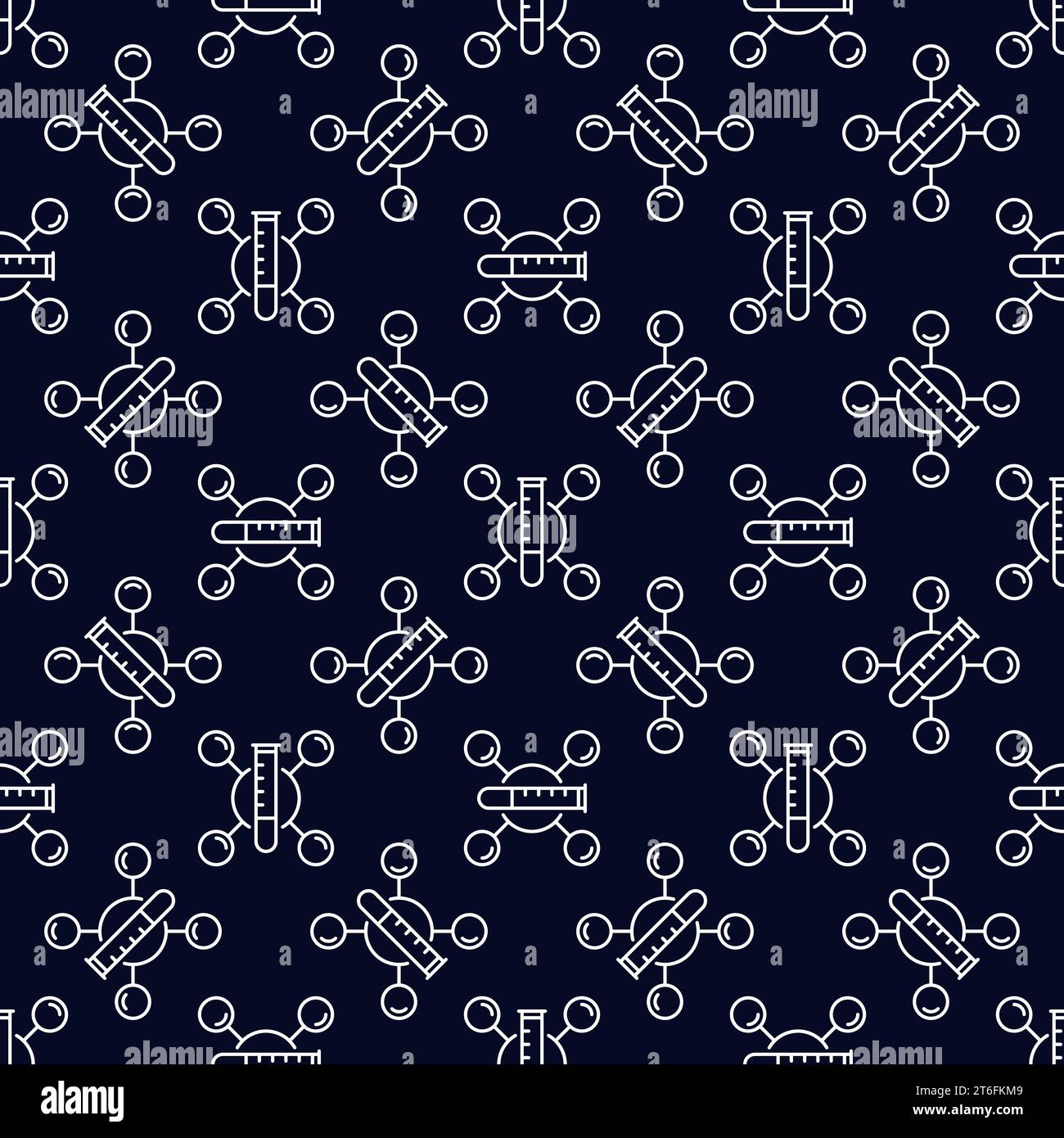 Vector Concept Seamless Pattern with Test Tubes and Chemical Formula in ...