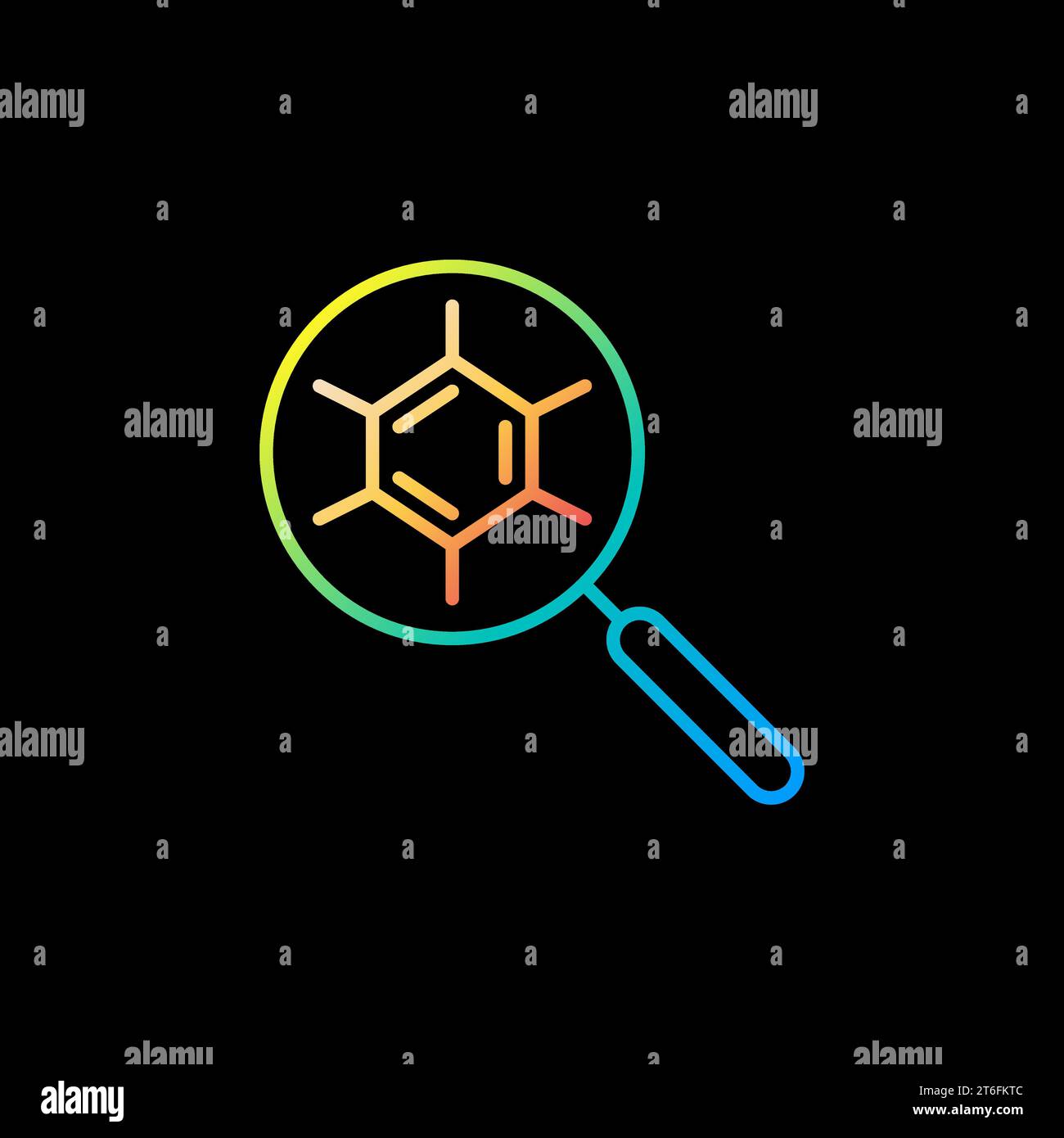 Chemical Formula inside Magnifying Glass vector concept line colorful ...