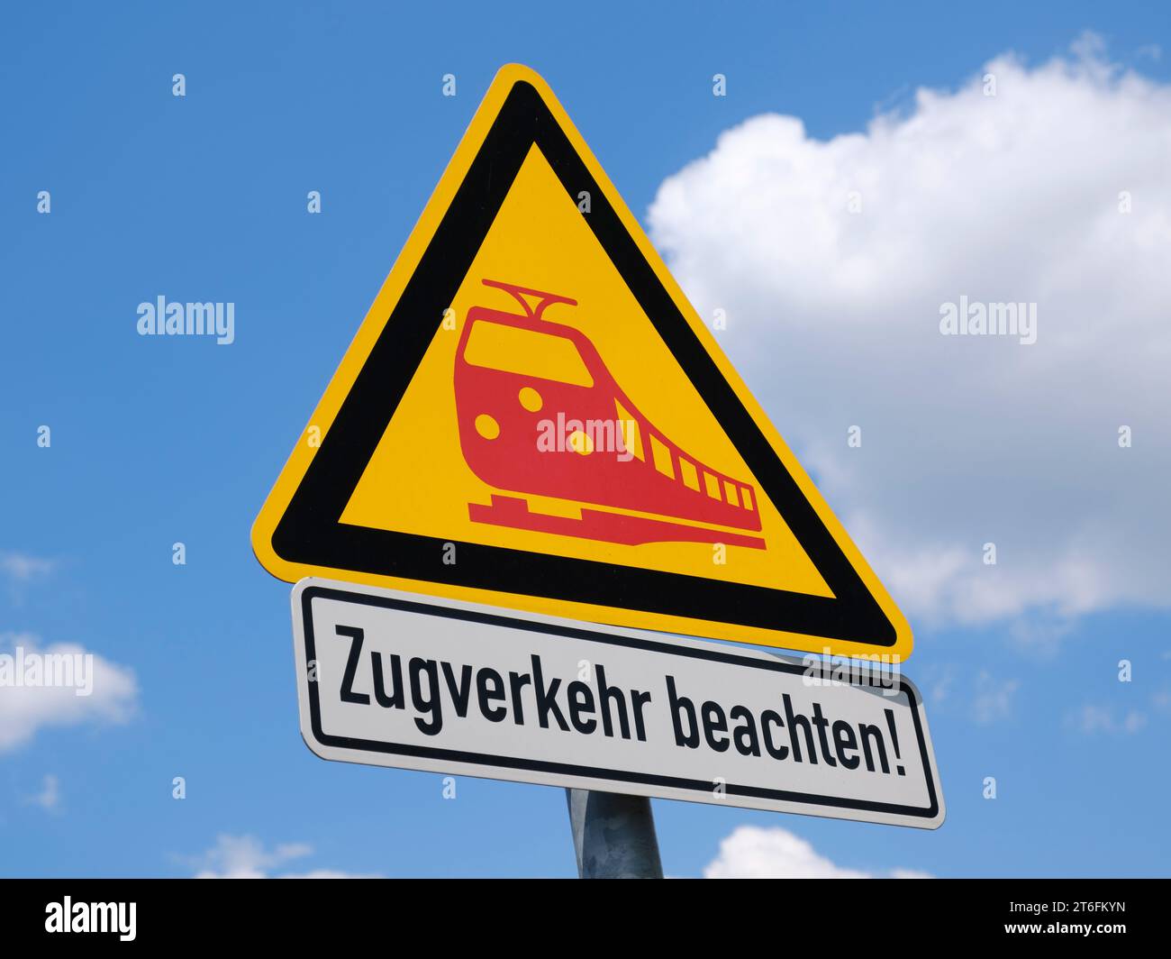 Warning sign, Respect railway service Stock Photo - Alamy