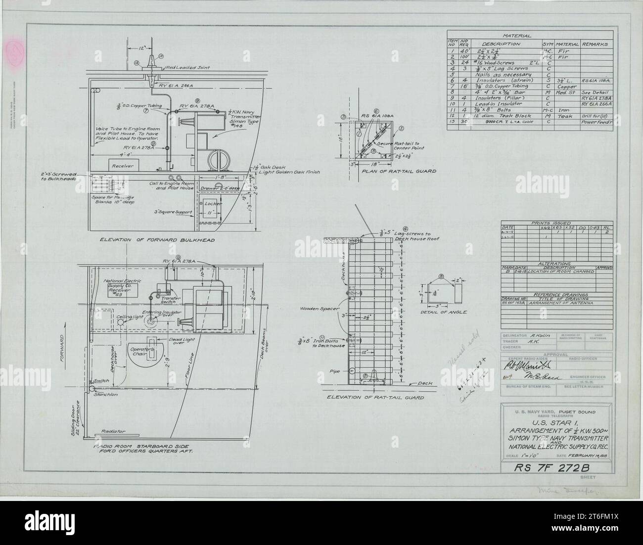 USS Star I (ID-1351)- Arrangement of 1-2 K.W. 500 Simon Type Navy ...