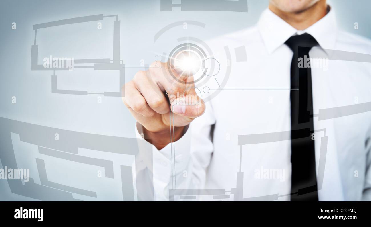 Hand press overlay businessman hi-res stock photography and images - Alamy