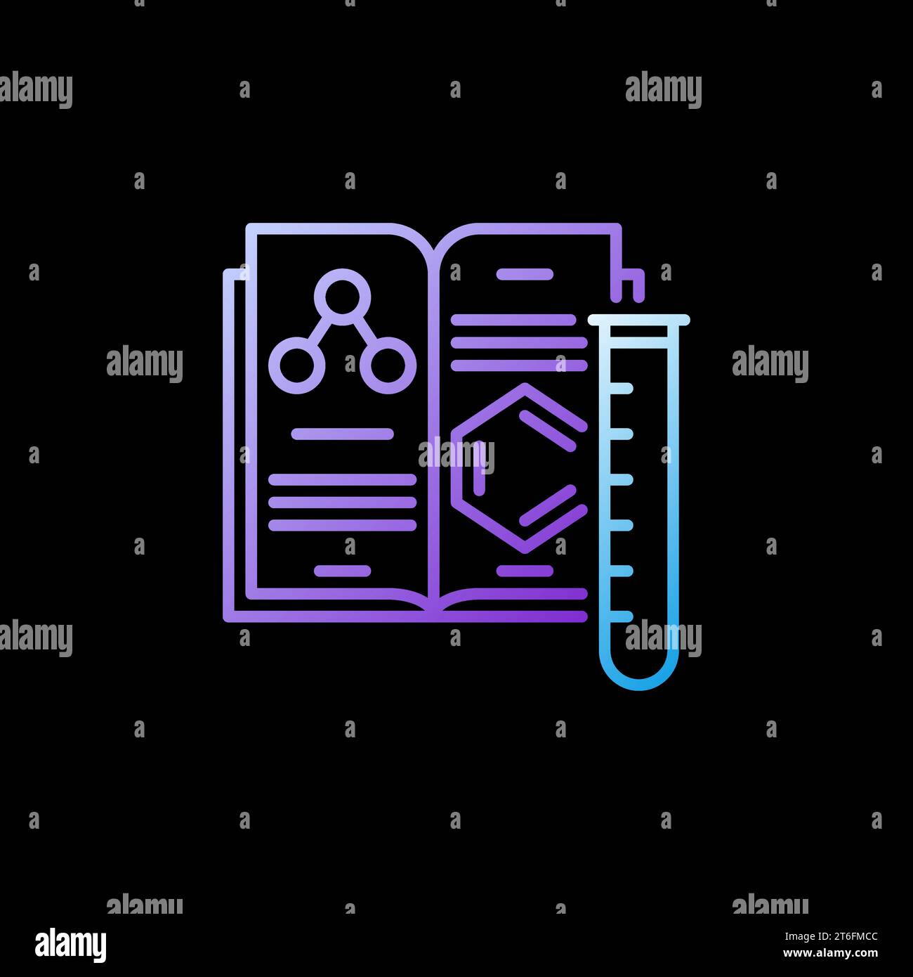 Test Tube with Chemistry Open Purple Book vector concept line icon on ...
