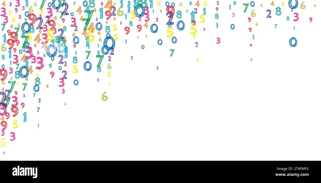 Falling colorful orderly numbers. Math study concept with flying digits ...