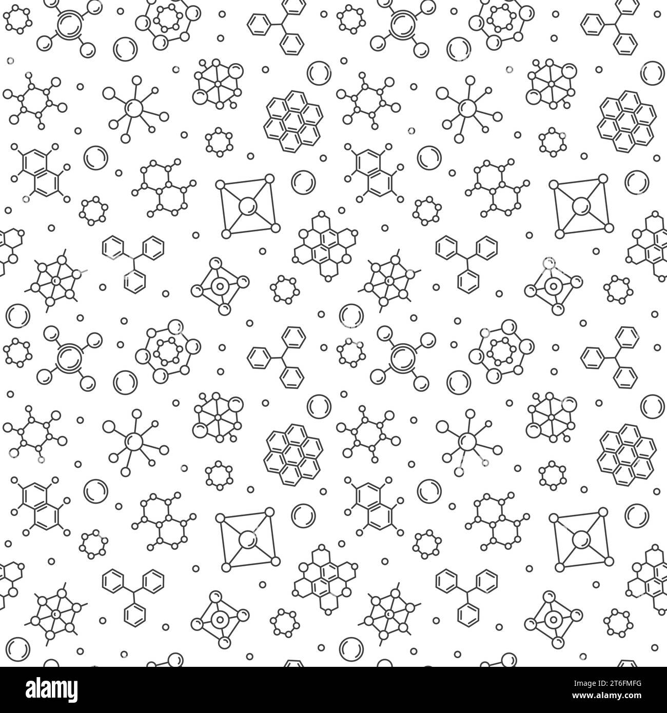 Chemical Molecules and circles vector Chemistry concept Cute Seamless Pattern in thin line style ...
