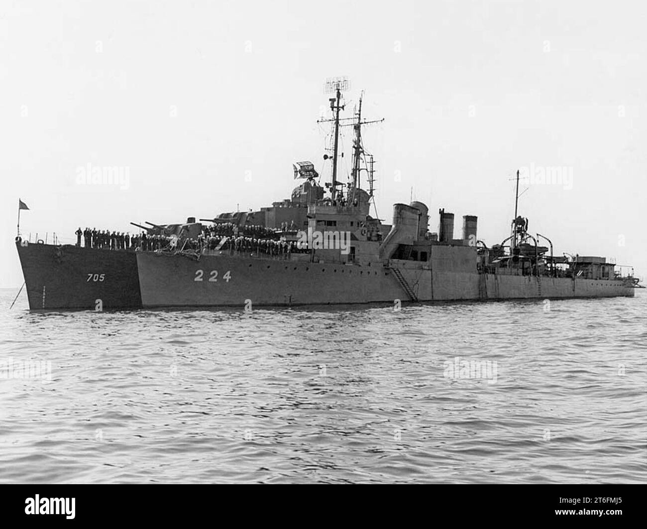 USS Stewart (DD-224) and USS Compton (DD-705) in October 1945 Stock ...