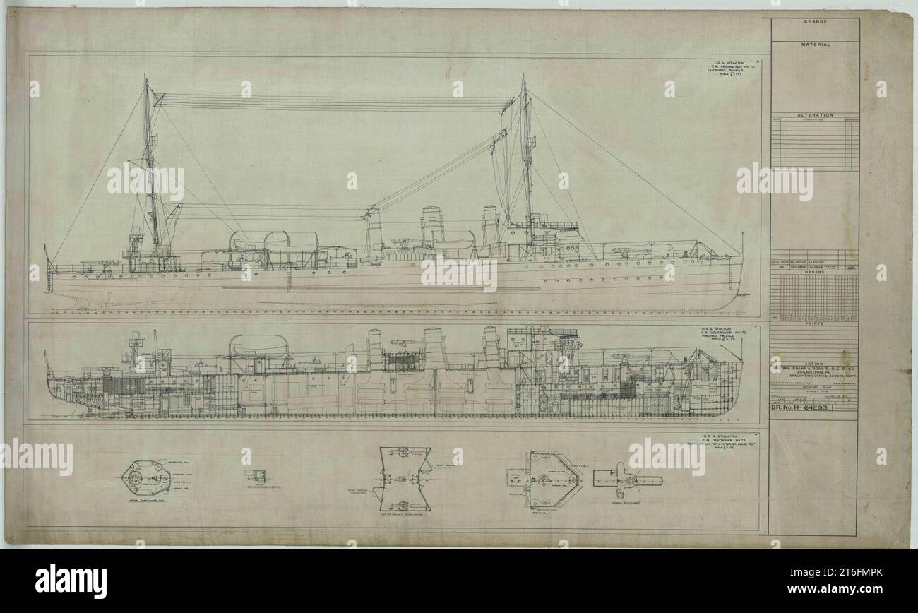 USS Stockton (DD-73)- Booklet of General Plans - Outboard Profile ...