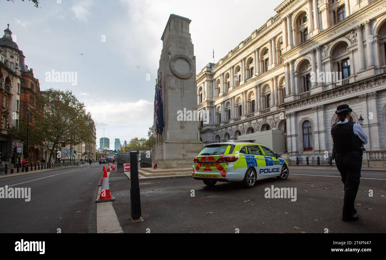 London, England, UK. 10th Nov, 2023. Cenotaph in Whitehall is seen ...