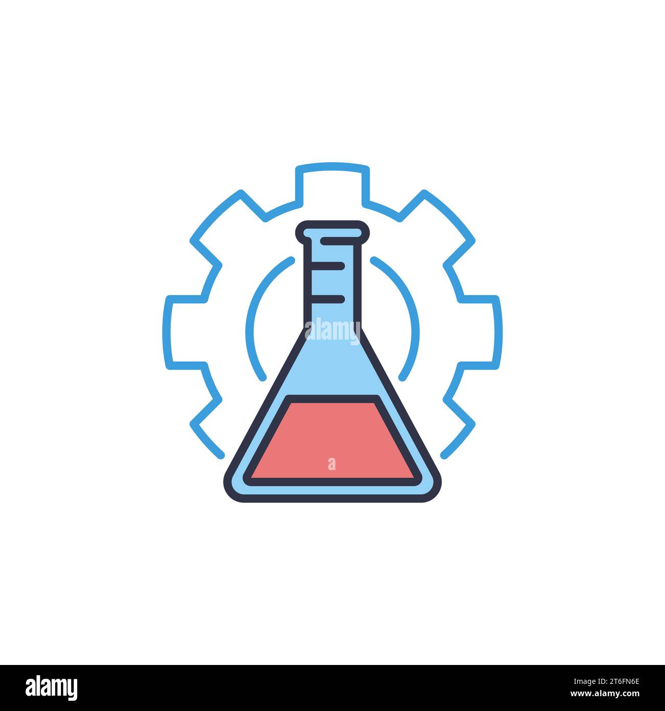 Flask Inside Cog Wheel Vector Science And Chemistry Concept Colored