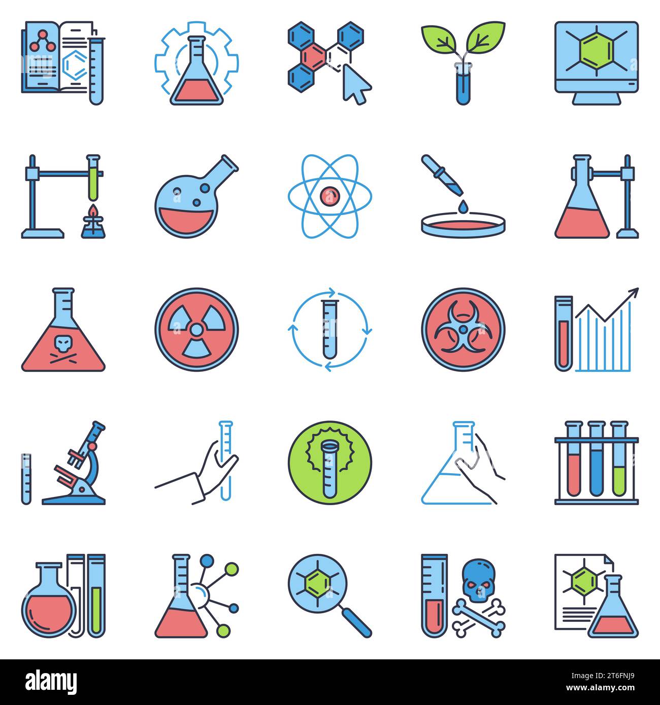 Chemistry colored icons collection - Chemical Laboratory vector concept ...