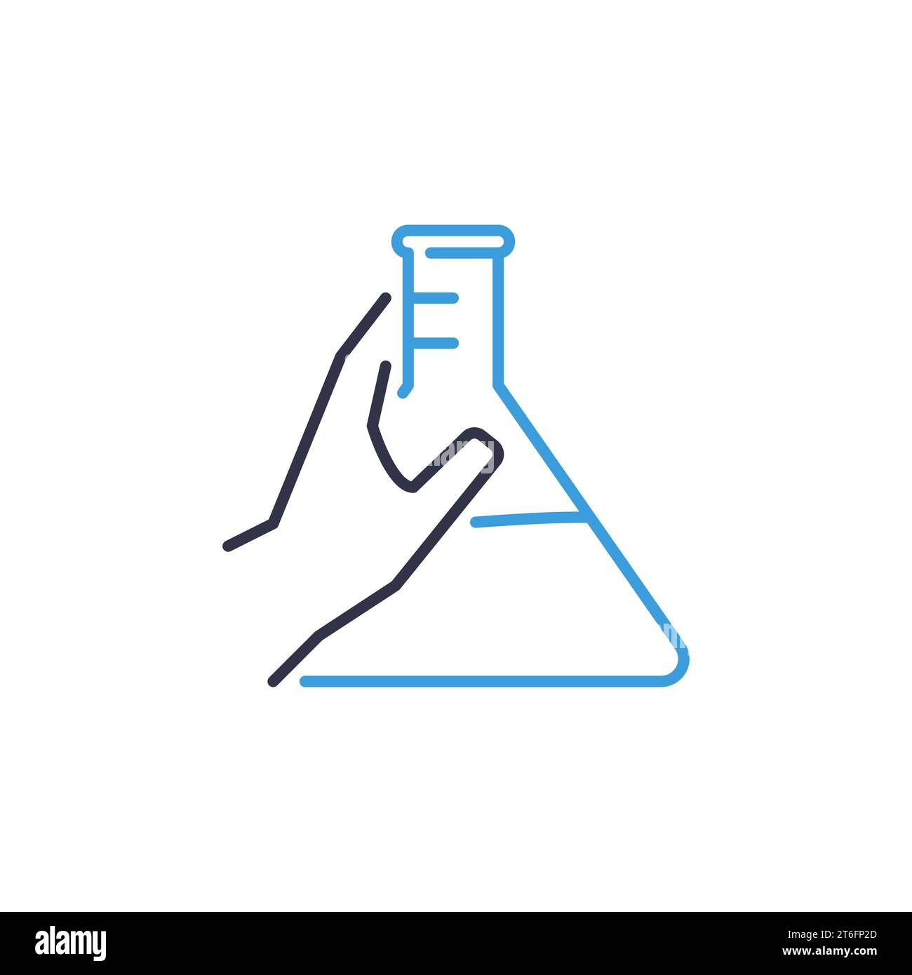Hand Holding Chemical Flask vector concept colored line minimal icon or ...