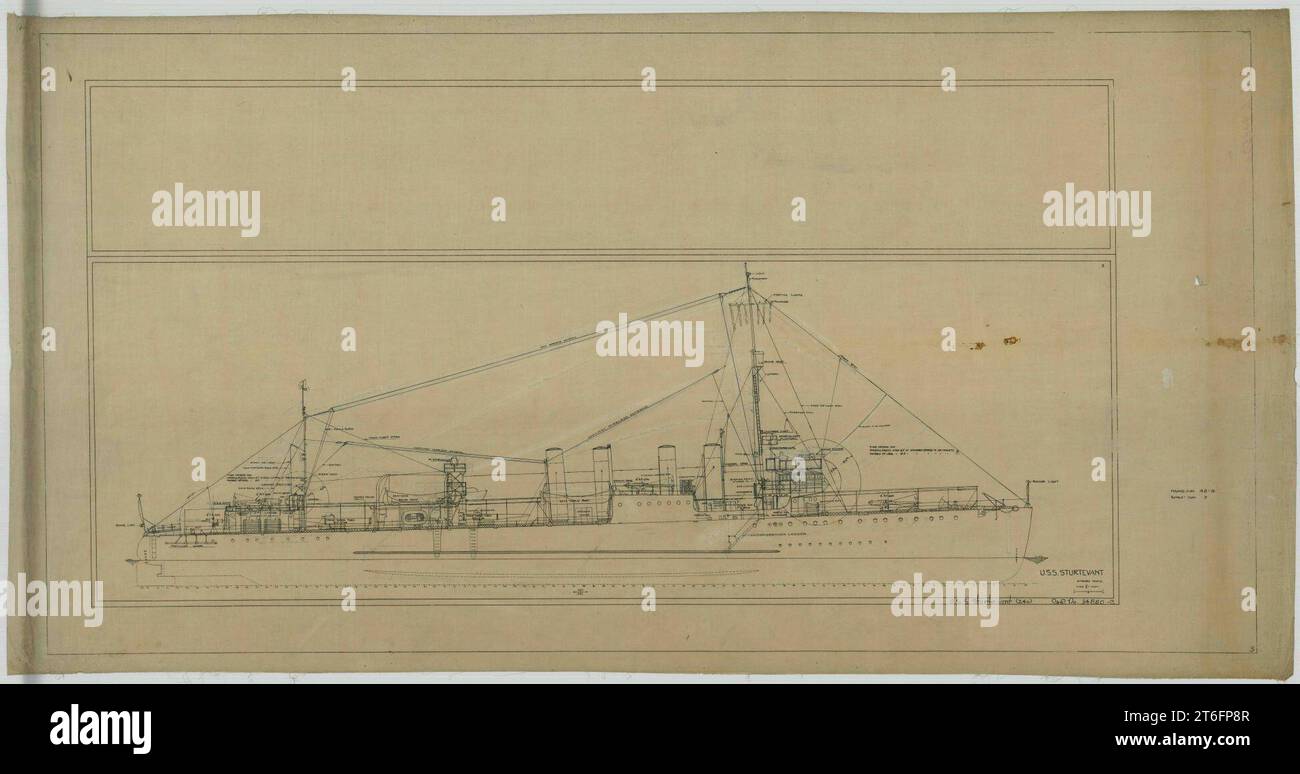 USS Sturtevant (DD-240)- Booklet of General Plans - Outboard Profile ...