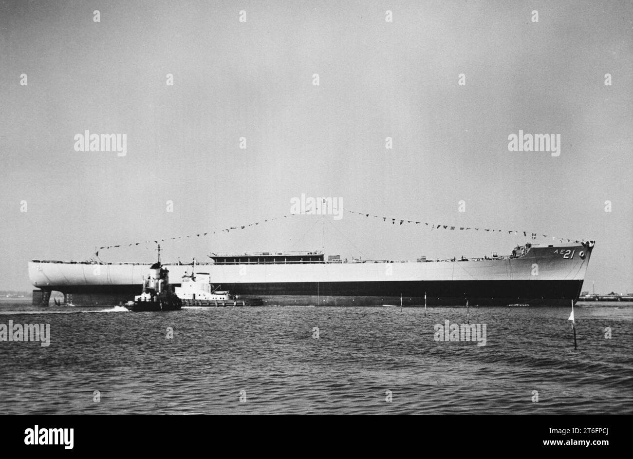 USS Suribachi (AE-21) after her launch at the Bethlehem Sparrows Point ...