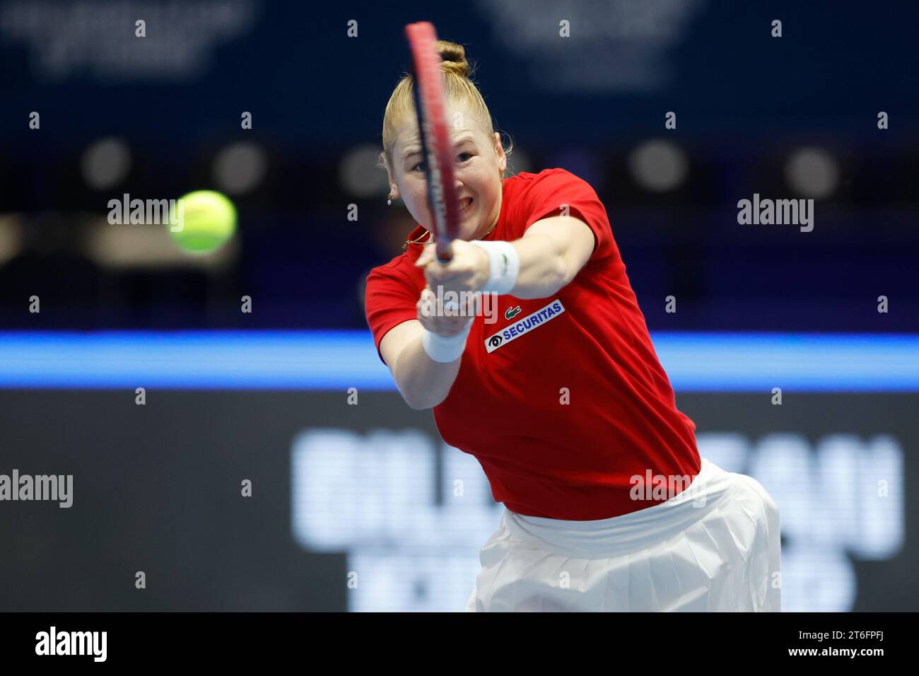 Tennis player Celine Naef of Switzerland in action during the final ...