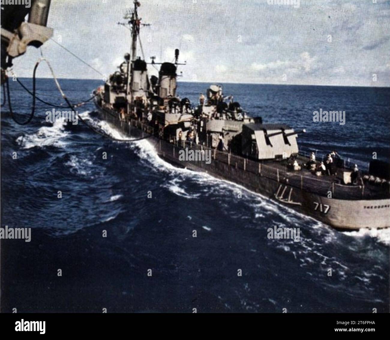 USS T.E. Chandler (DD-717) refueling from USS Essex (CVA-9) c1956 Stock ...
