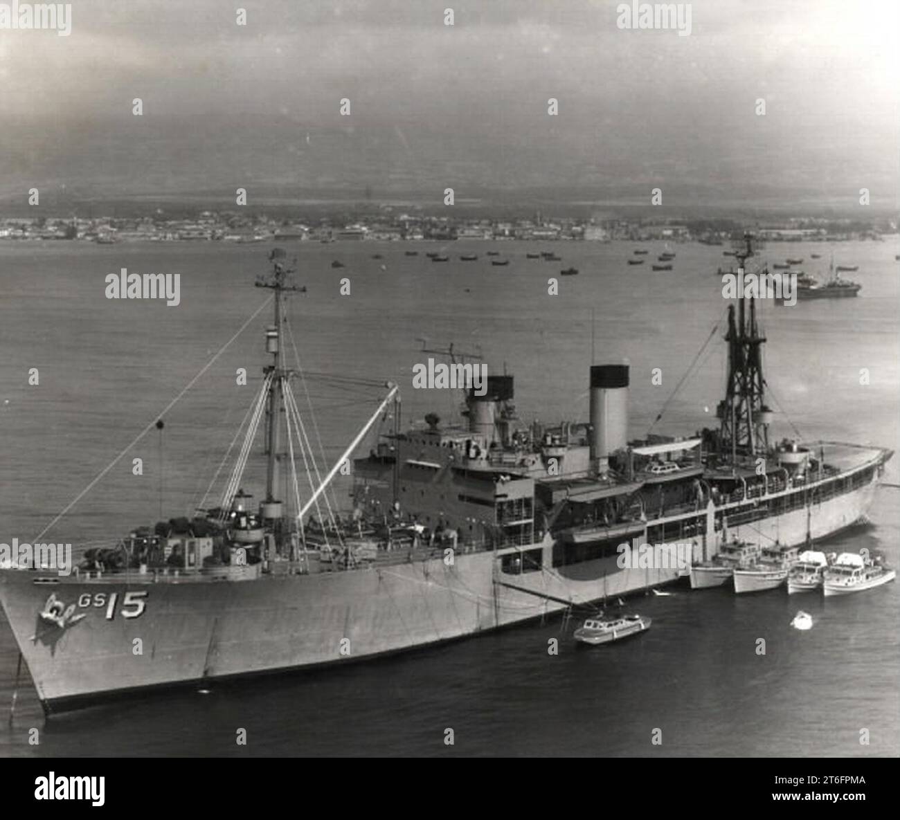 USS Tanner (AGS-15) at anchor off Mersin, Turkey, circa 1955-1958 Stock ...