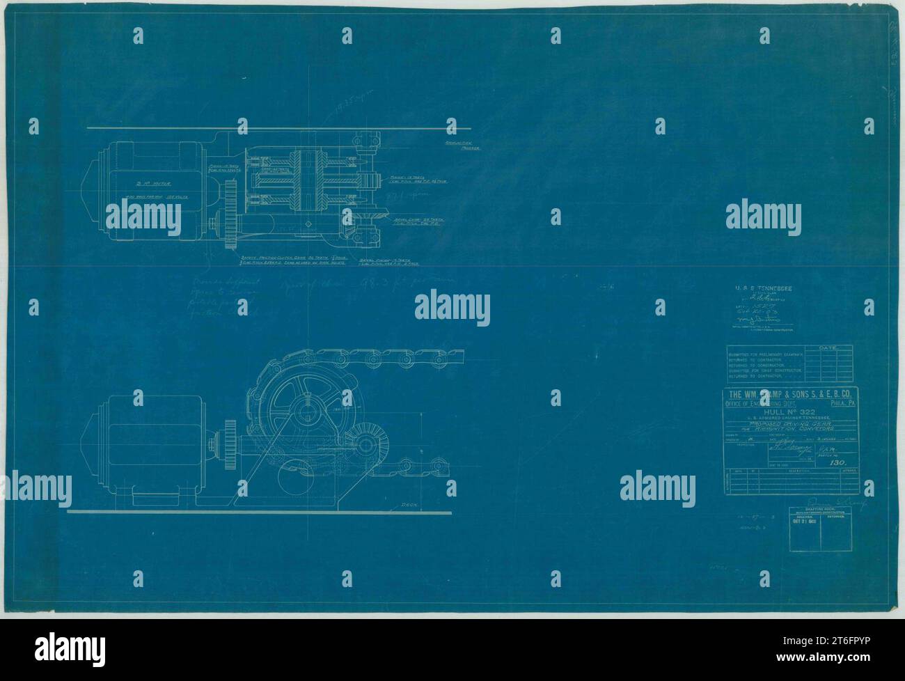 USS Tennesse (ACR-10)- Proposed Driving Gear for Ammunition Conveyors ...