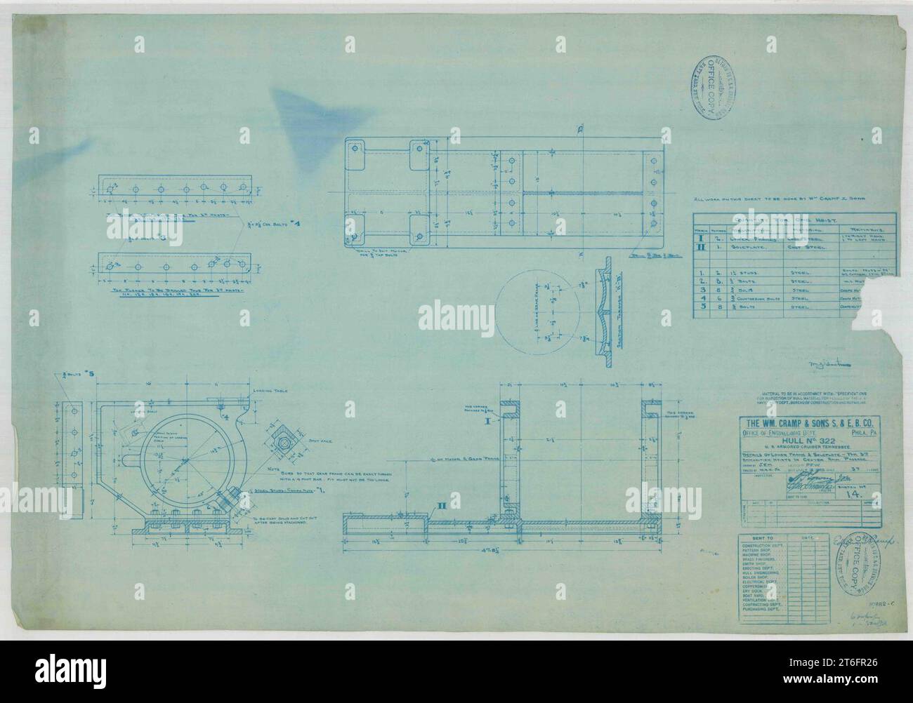 USS Tennessee (ACR-10)- Details of Lower Frame & Soleplate - For 3 in ...