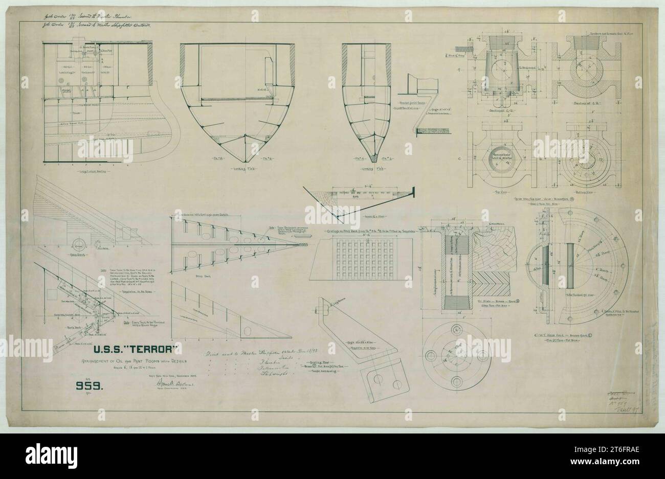 USS Terror (BM-4)- Arrangement of Oil and Paint Rooms with Details ...