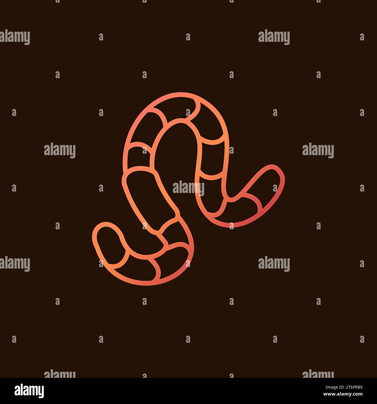 Worm vector concept Earthworm outline colorful icon or symbol on dark ...