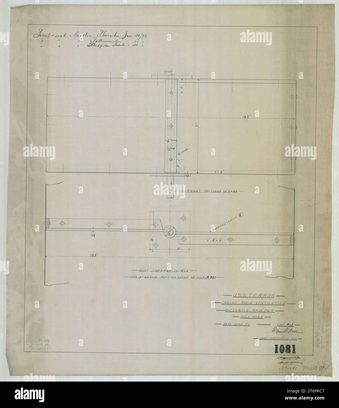 USS Terror (BM-4)- Engine Room Ventilation Butterfly Damper Stock Photo ...